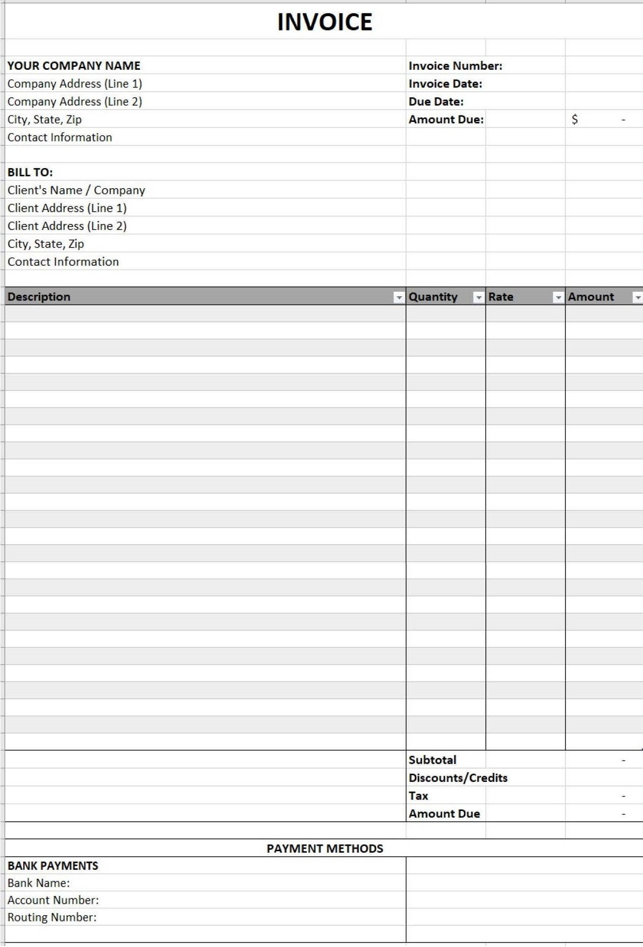 Client Invoice Template - Printable From Excel and to PDF With Auto ...
