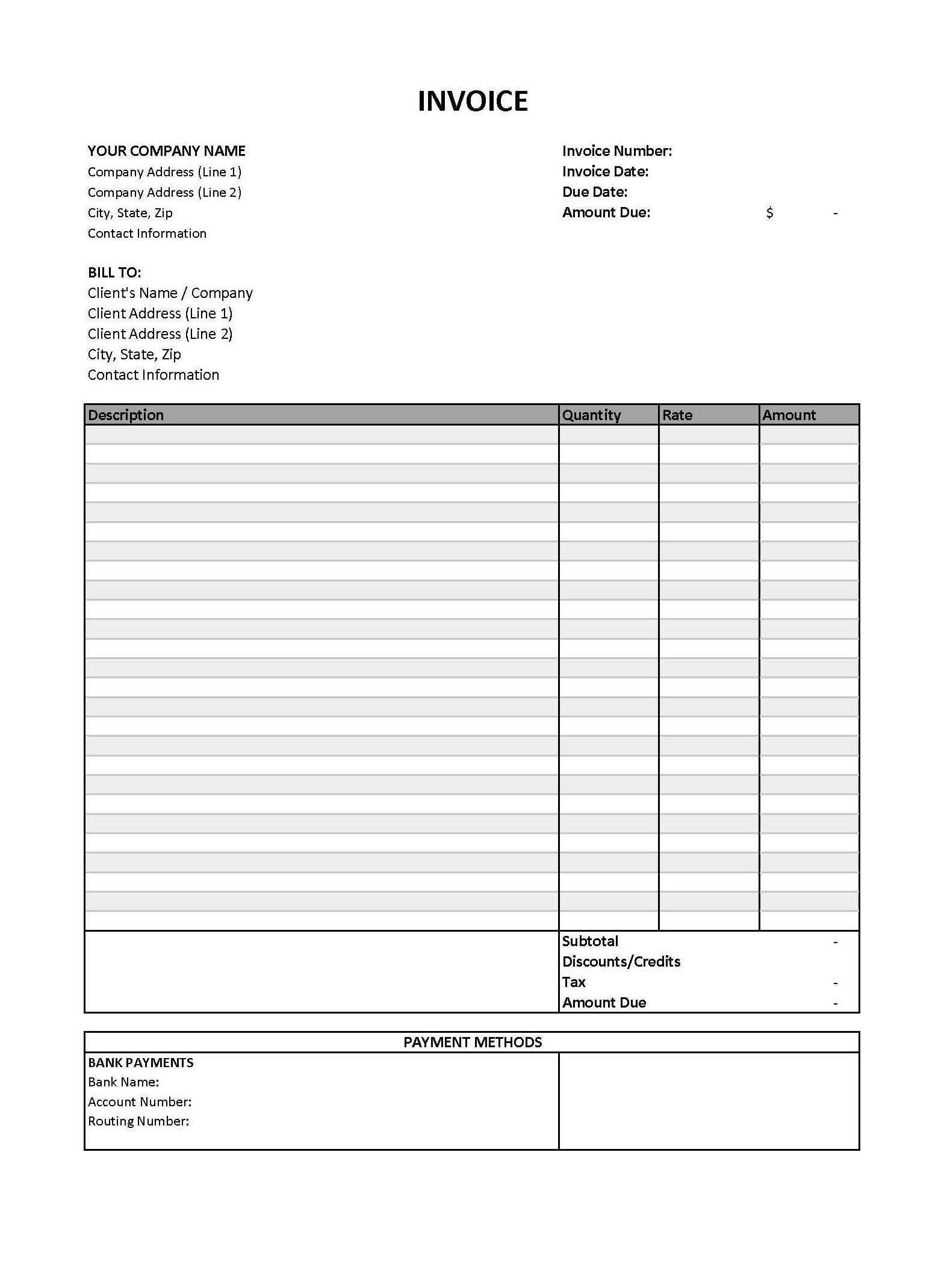 Client Invoice Template - Printable From Excel and to PDF With Auto ...