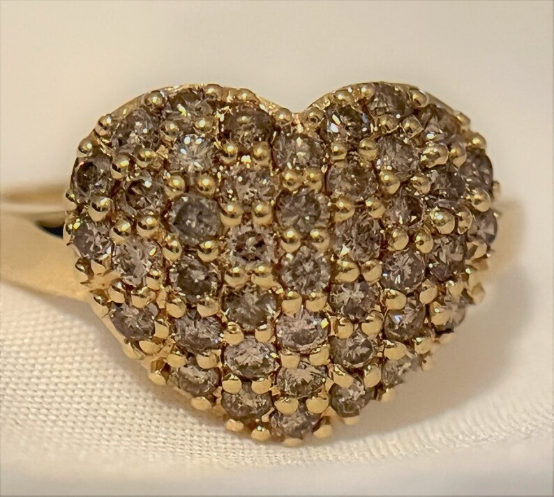 Vintage 14k Gold and Heart Shape Diamond Ring Size 9 - Etsy