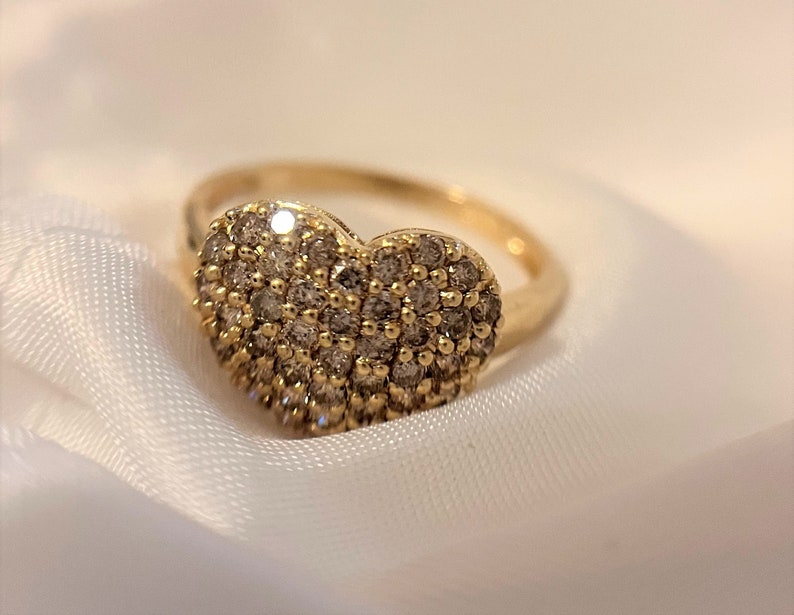 Vintage 14k Gold and Heart Shape Diamond Ring Size 9 - Etsy