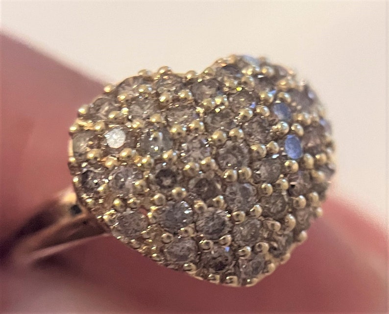 Vintage 14k Gold and Heart Shape Diamond Ring Size 9 - Etsy