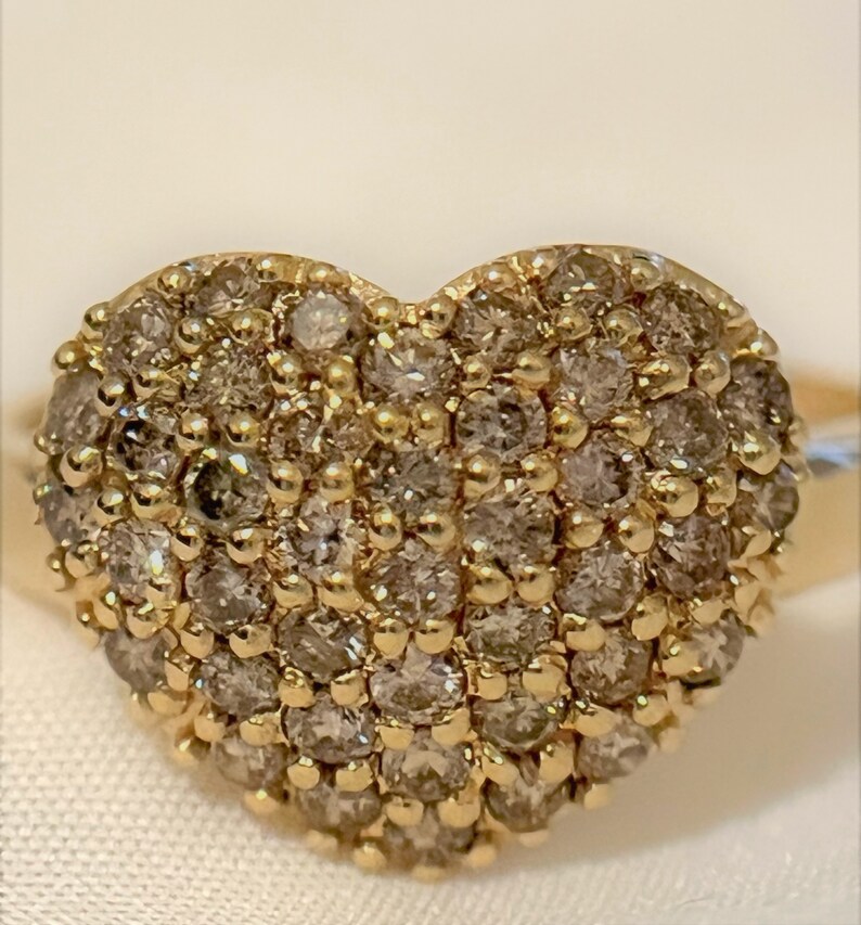 Vintage 14k Gold and Heart Shape Diamond Ring Size 9 - Etsy