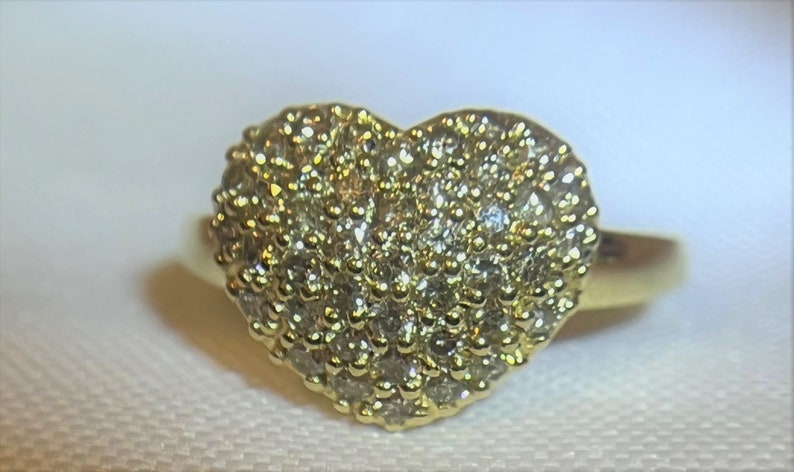 Vintage 14k Gold and Heart Shape Diamond Ring Size 9 - Etsy
