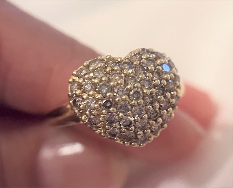 Vintage 14k Gold and Heart Shape Diamond Ring Size 9 - Etsy