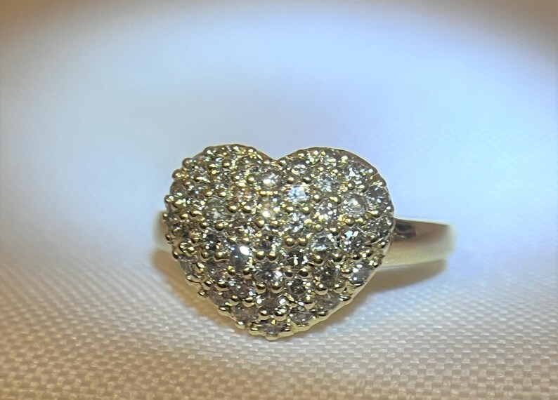 Vintage 14k Gold and Heart Shape Diamond Ring Size 9 - Etsy