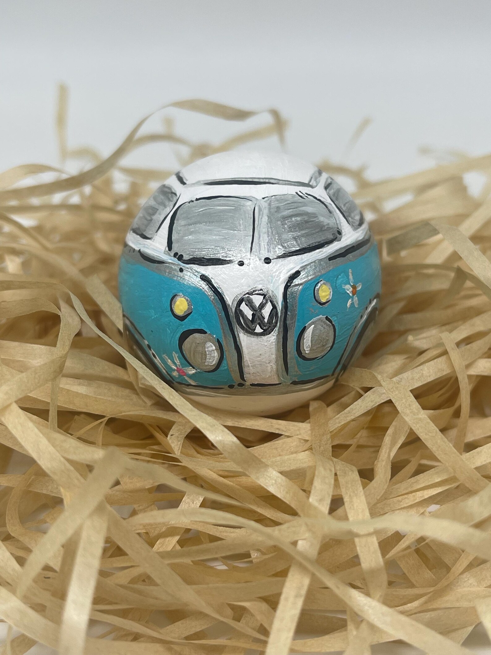 Hand Painted VW Van Easter Egg | Unique Wooden Spring Decor - Etsy