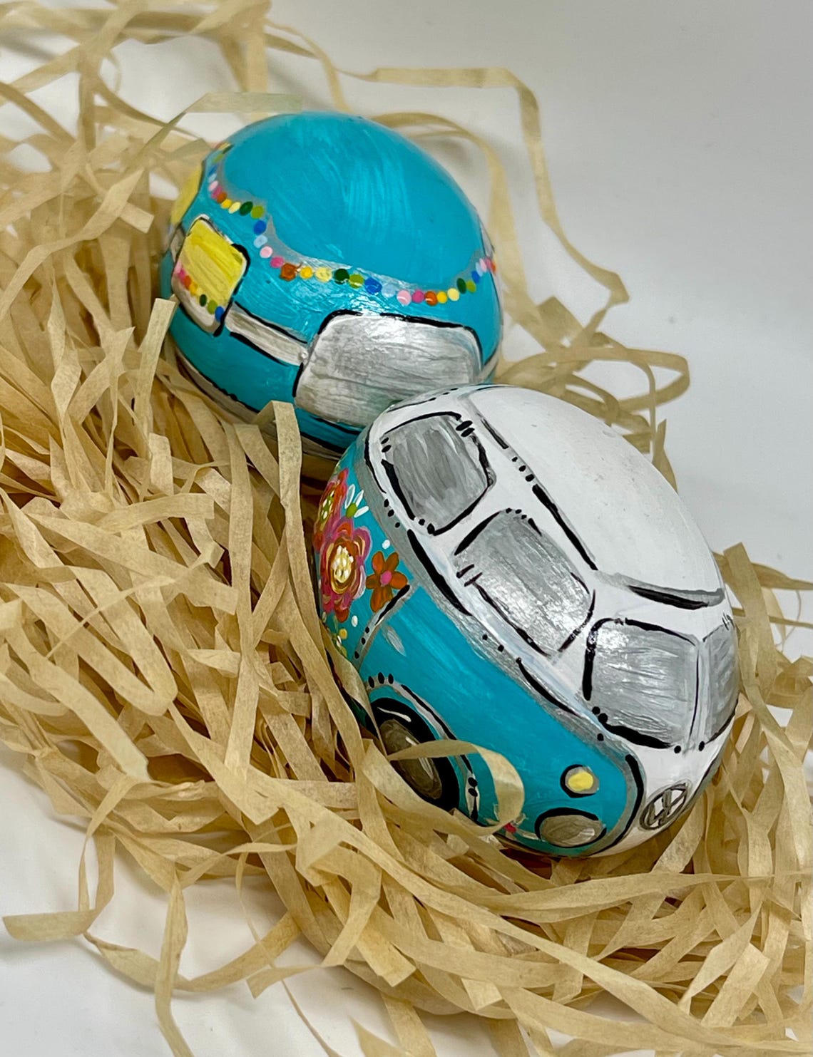 Hand Painted VW Van Easter Egg | Unique Wooden Spring Decor - Etsy