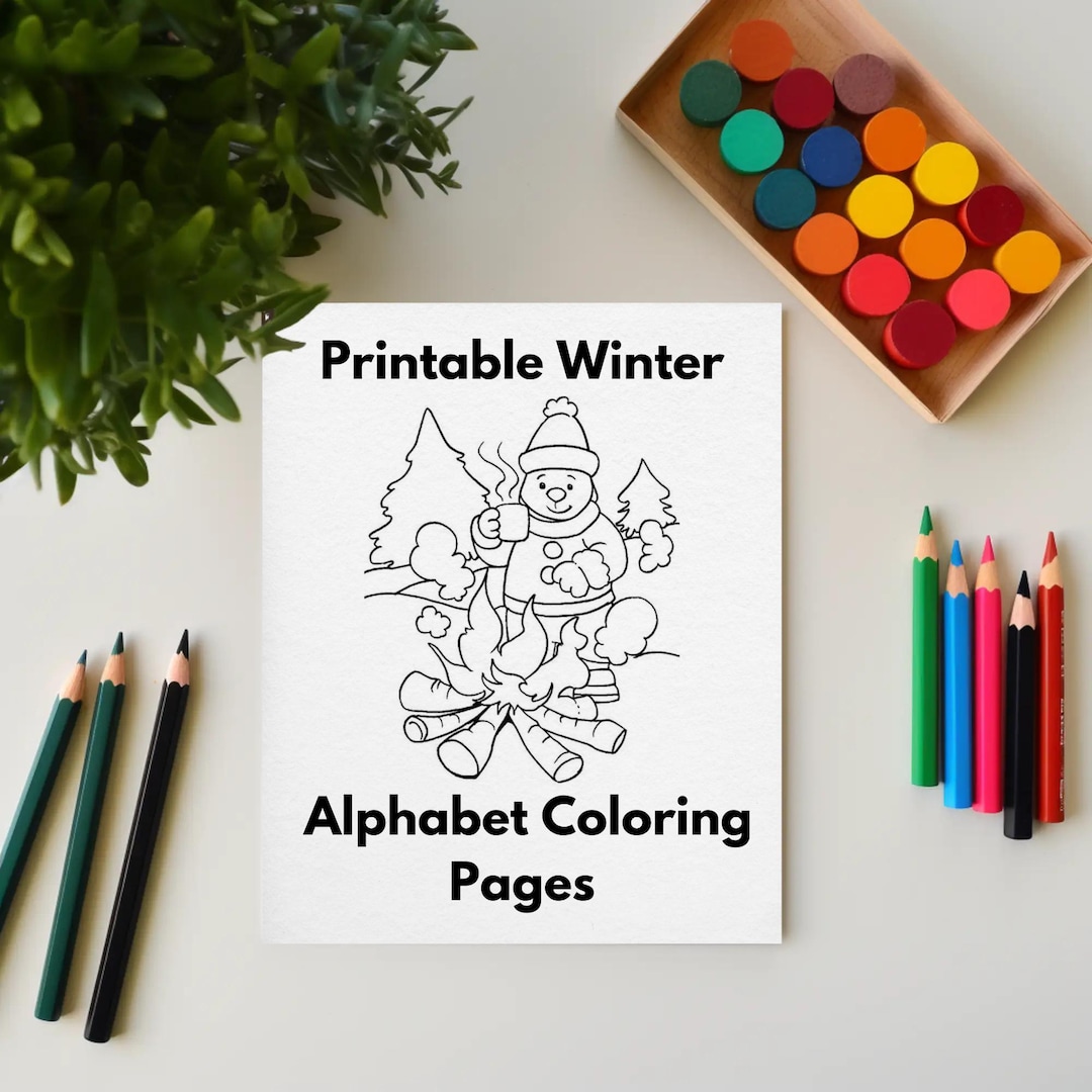 Printable Winter Alphabet Coloring Pages A to Z Winter-themed Coloring ...