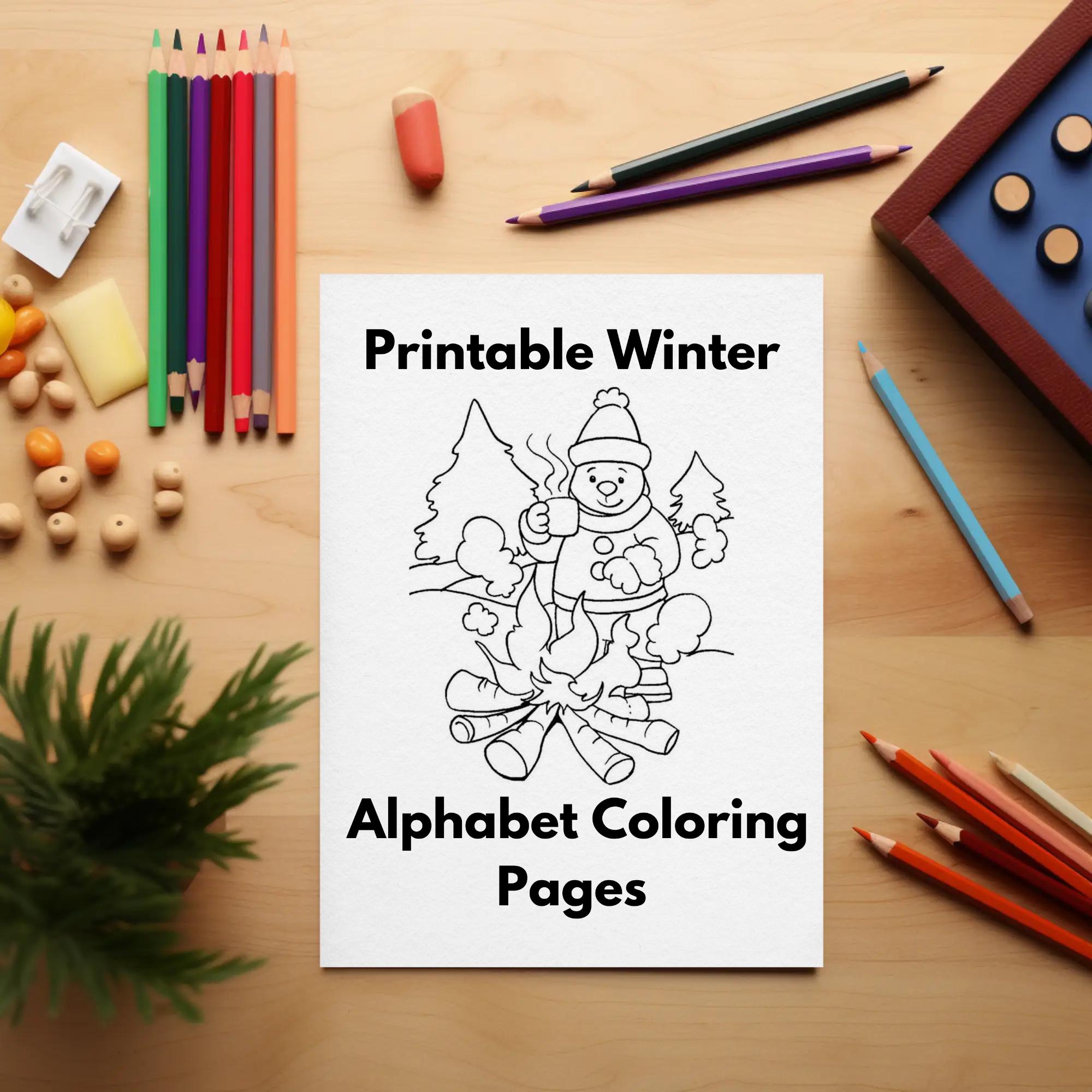 Printable Winter Alphabet Coloring Pages A to Z Winter-themed Coloring ...