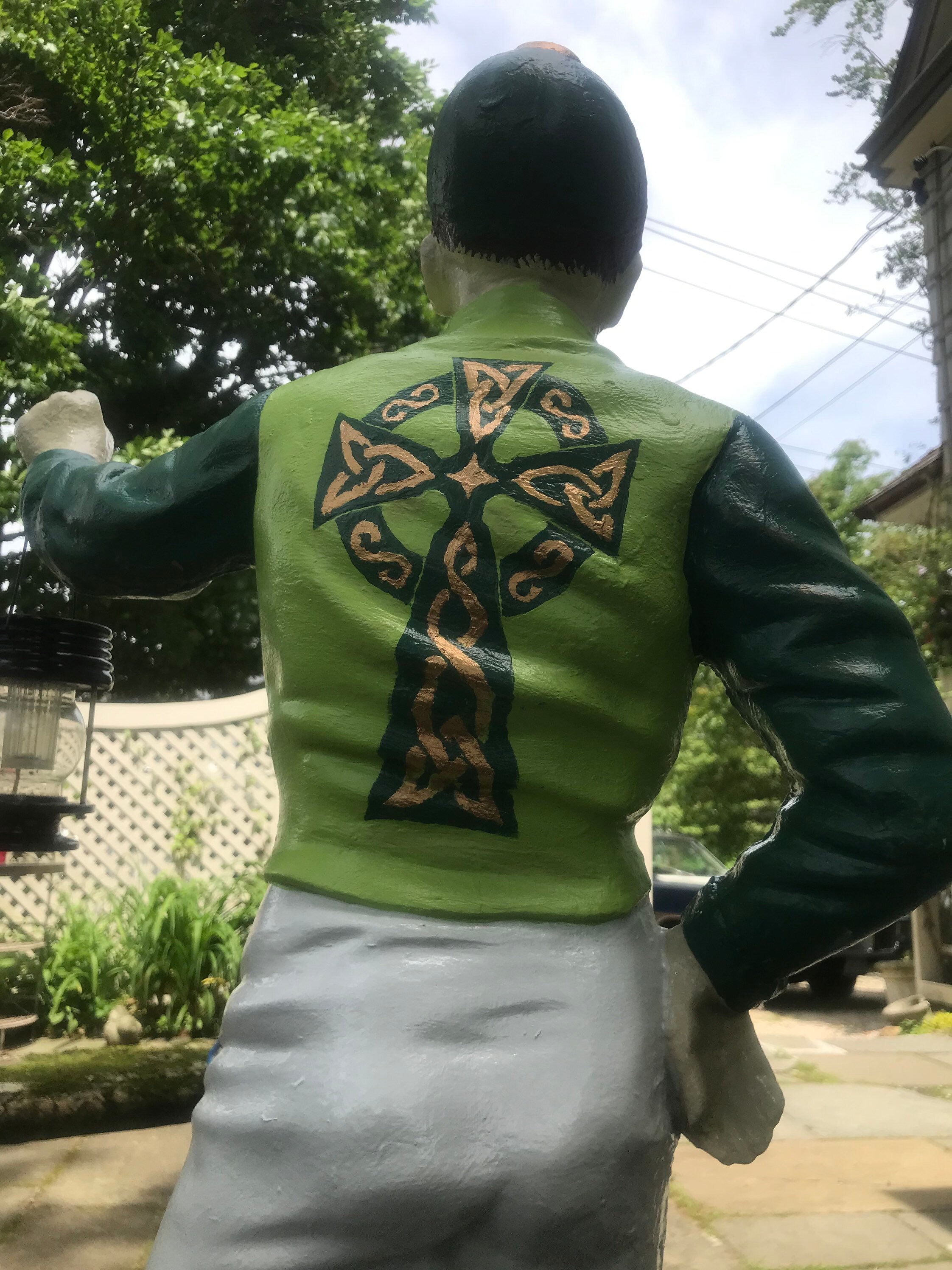 Statue of Irishman With Celtic Cross and Irish Flag - Etsy