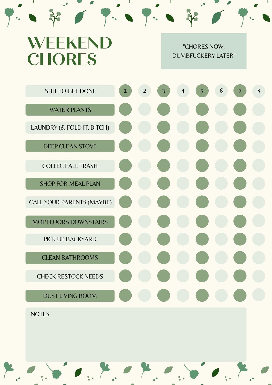 Weekend Chore Chart Customizable - Etsy