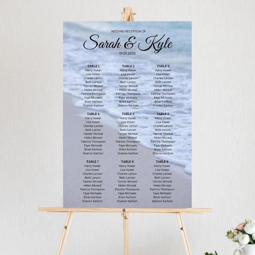 Seating Chart, Beach Wedding, Destination Wedding, Ocean Wedding ...