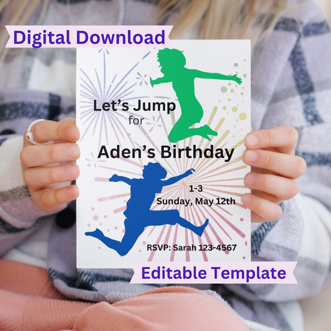 Editable Jump Park Birthday Invitation, Fun Colorful Design (digital ...
