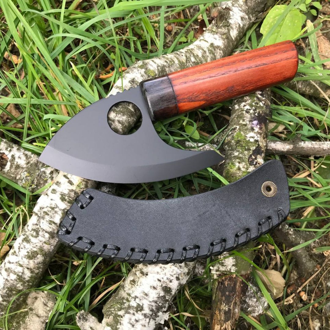 Handcrafted Compact Axe Tool With Wood Handle and Leather Sheath – EDC ...
