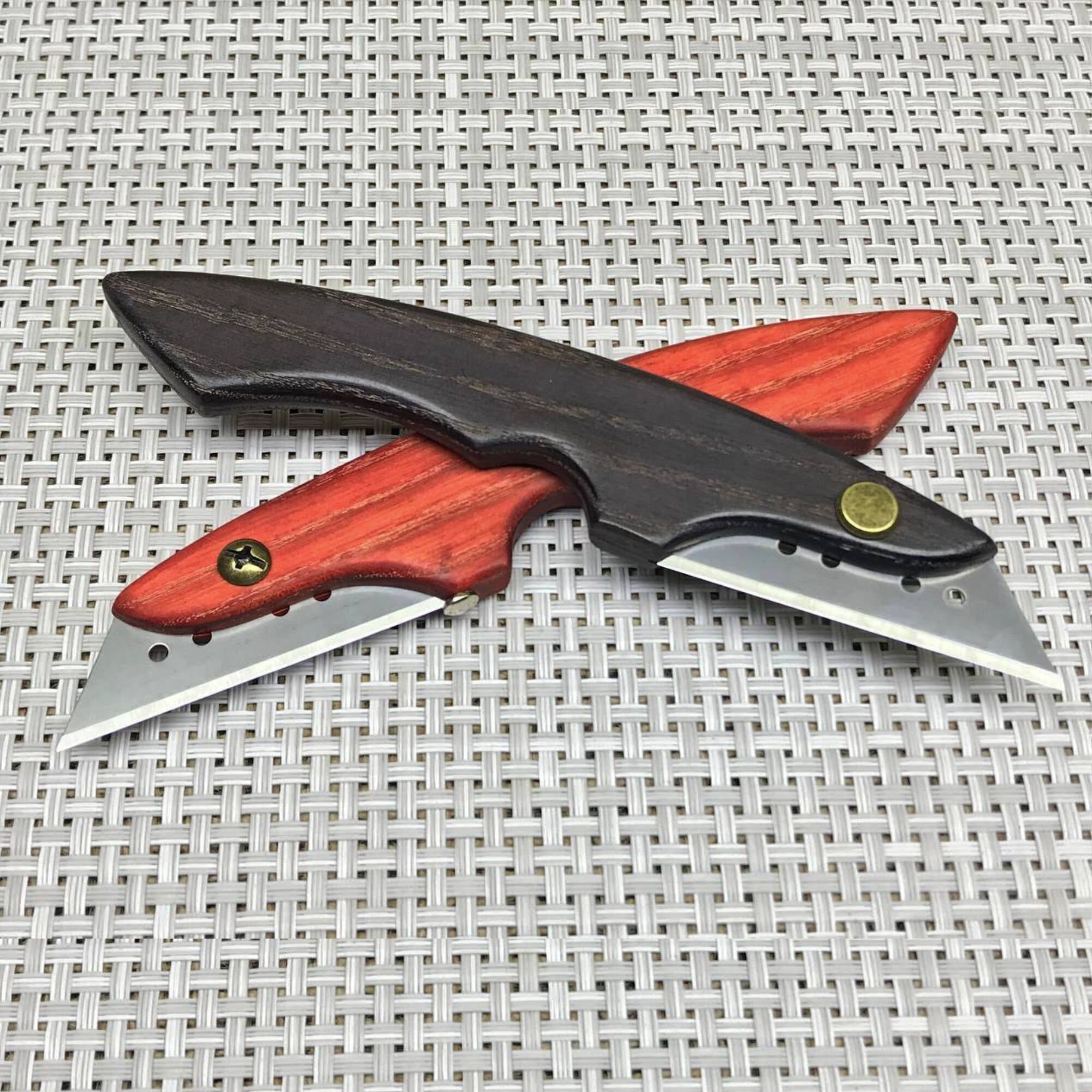 Utility /razor Fixed Blade Holder Edc/pocket Knife/ Tool/oak Wood ...