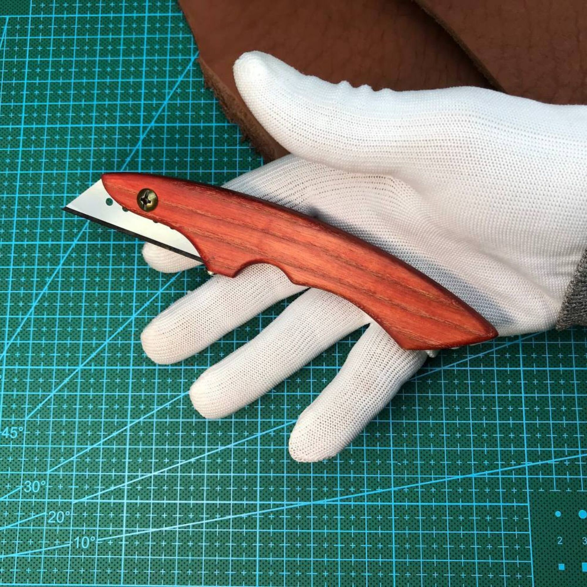 Utility /razor Fixed Blade Holder Edc/pocket Knife/ Tool/oak Wood ...