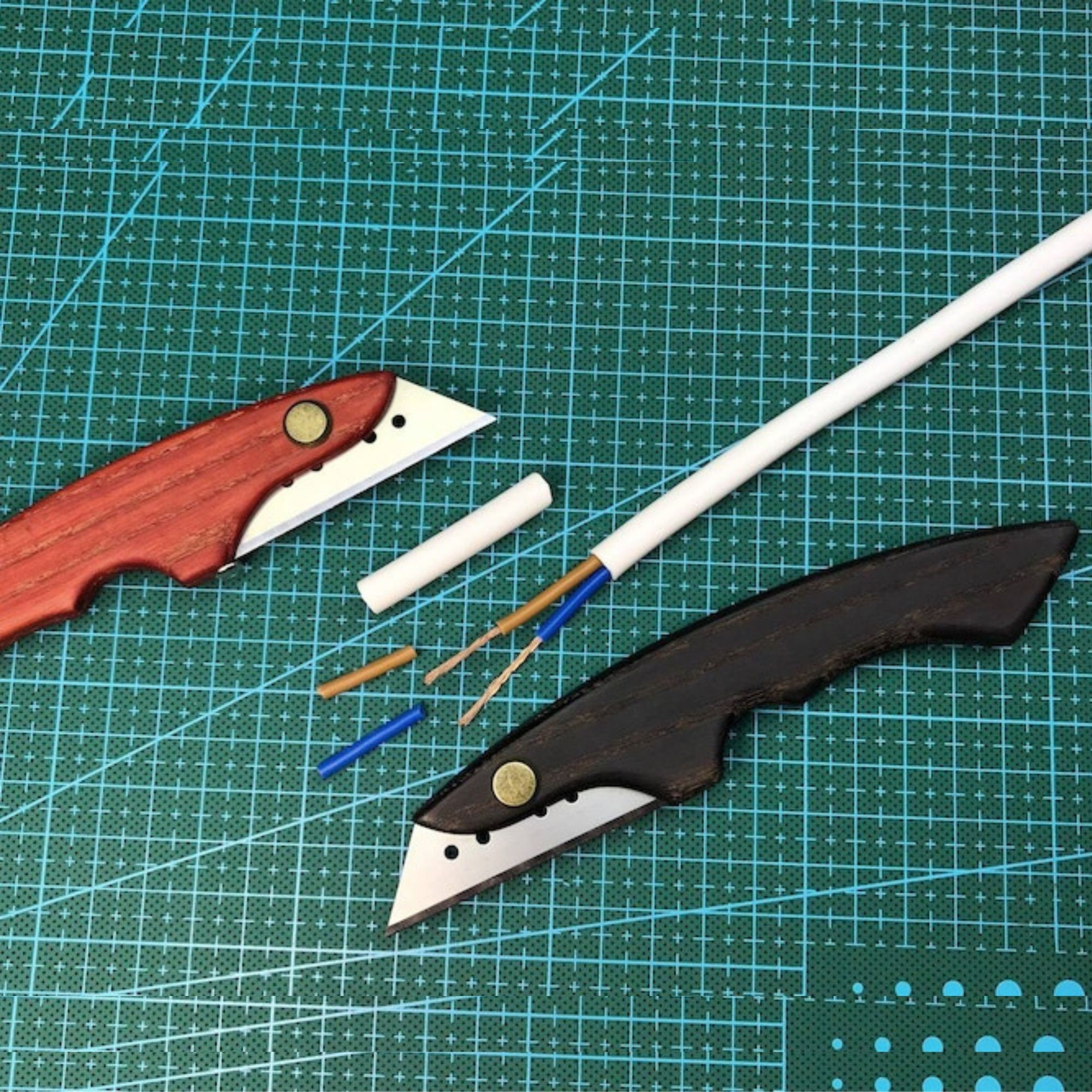 Utility /razor Fixed Blade Holder Edc/pocket Knife/ Tool/oak Wood ...