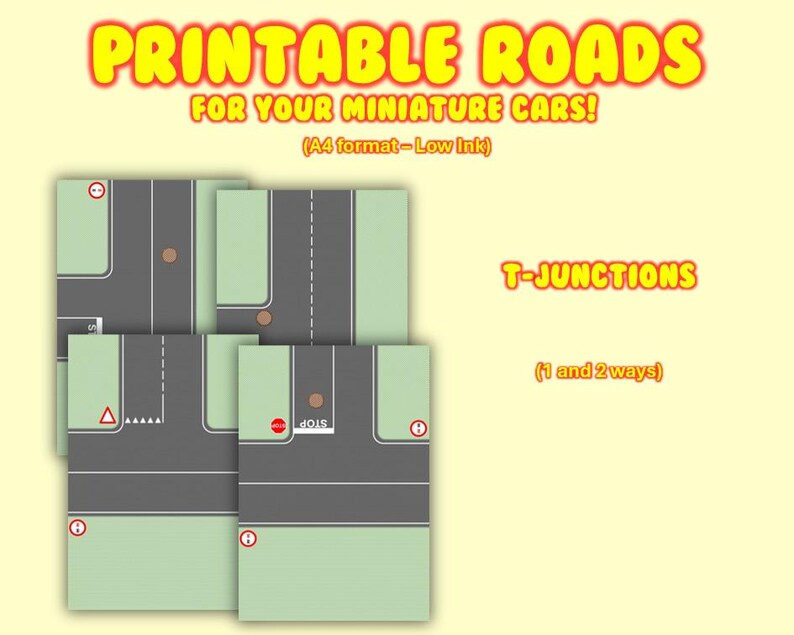 Printable Toy Car Roads – Low Ink Track Set (PDF Download) - Etsy