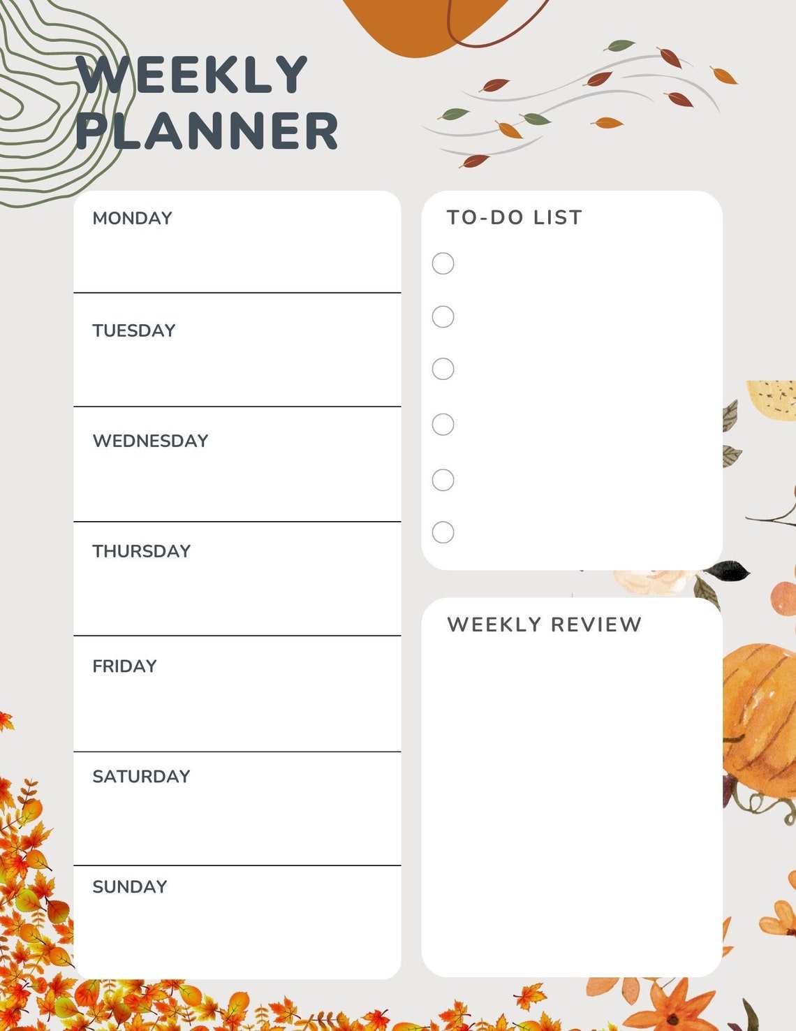 Autumn Weekly Planner Printable - Etsy