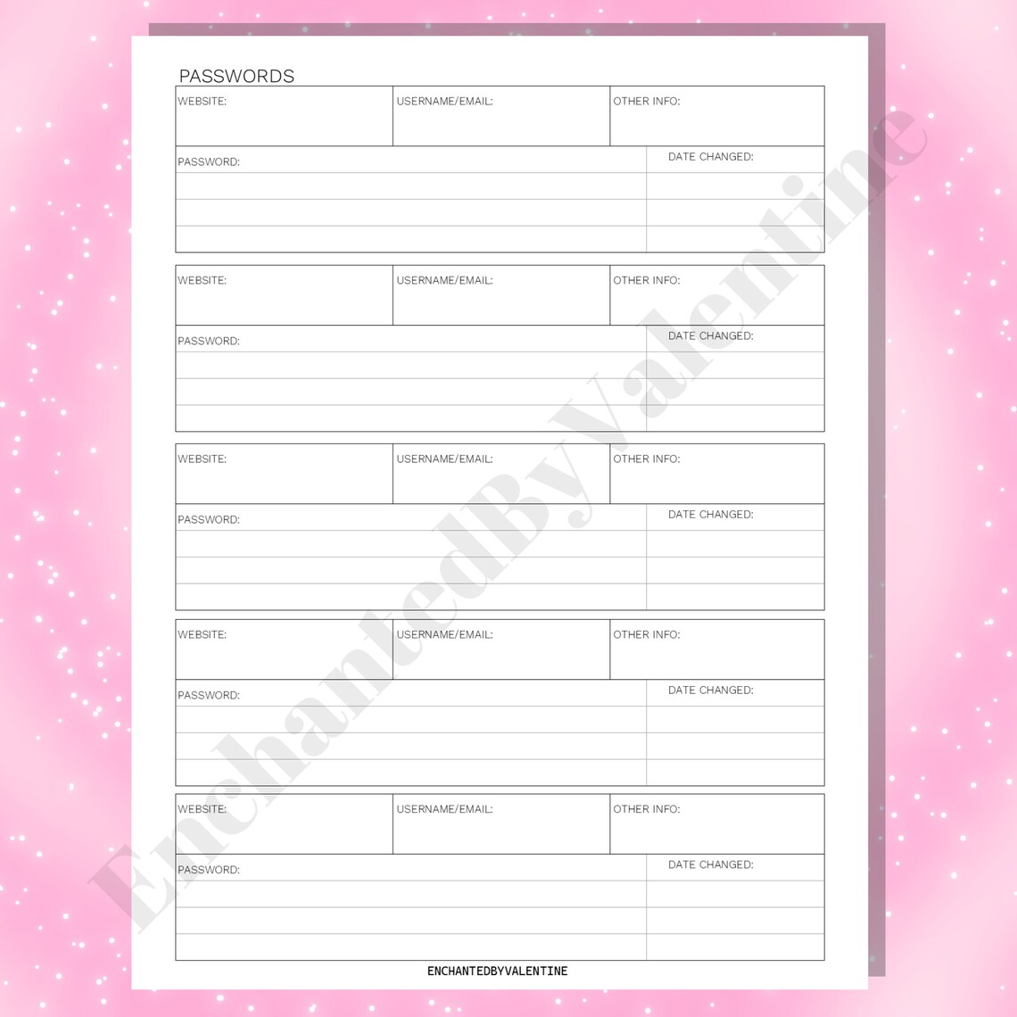 Planner Password Log Printable, Letter Size, Minimal, Password ...