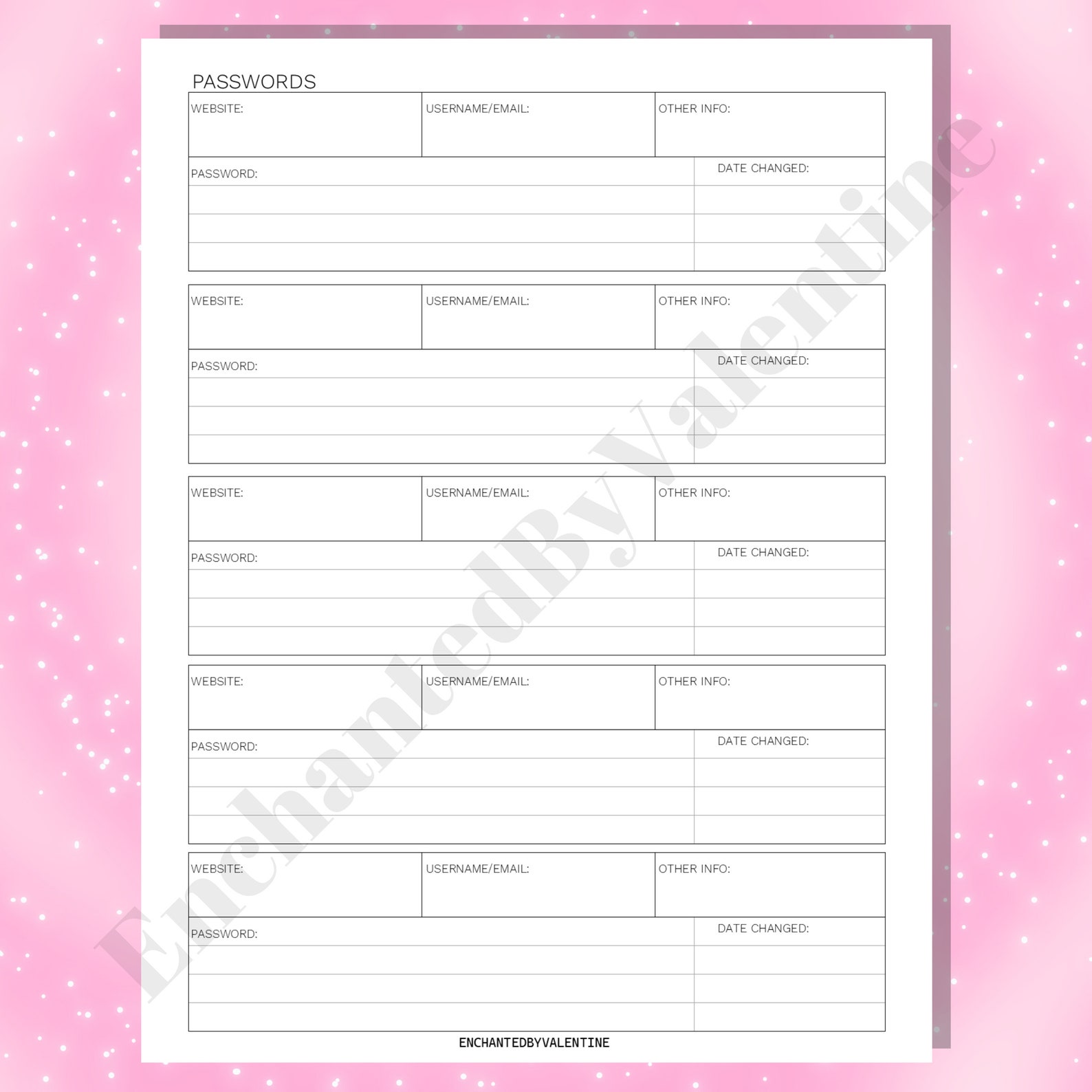Planner Password Log Printable, Letter Size, Minimal, Password ...
