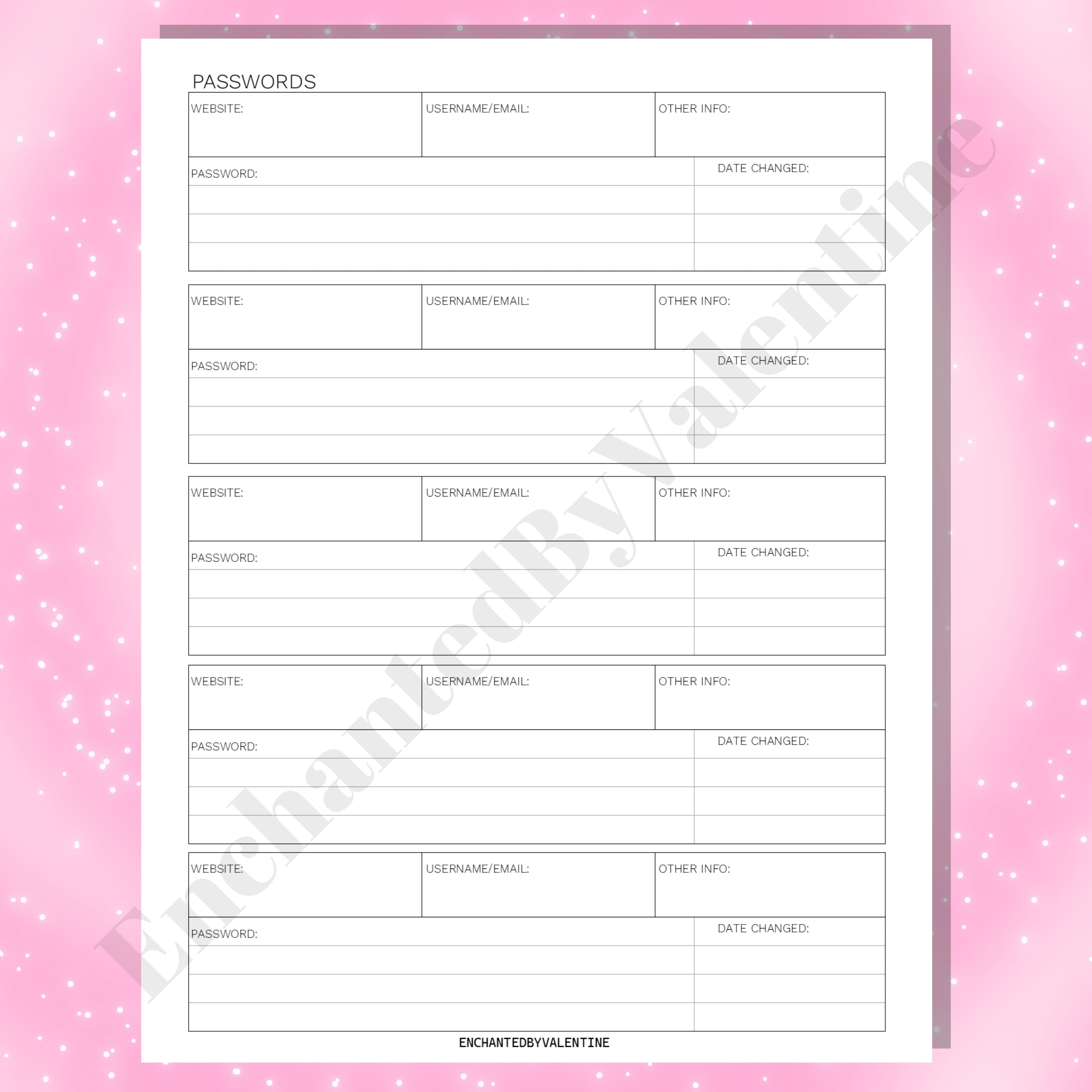 Planner Password Log Printable, Letter Size, Minimal, Password ...