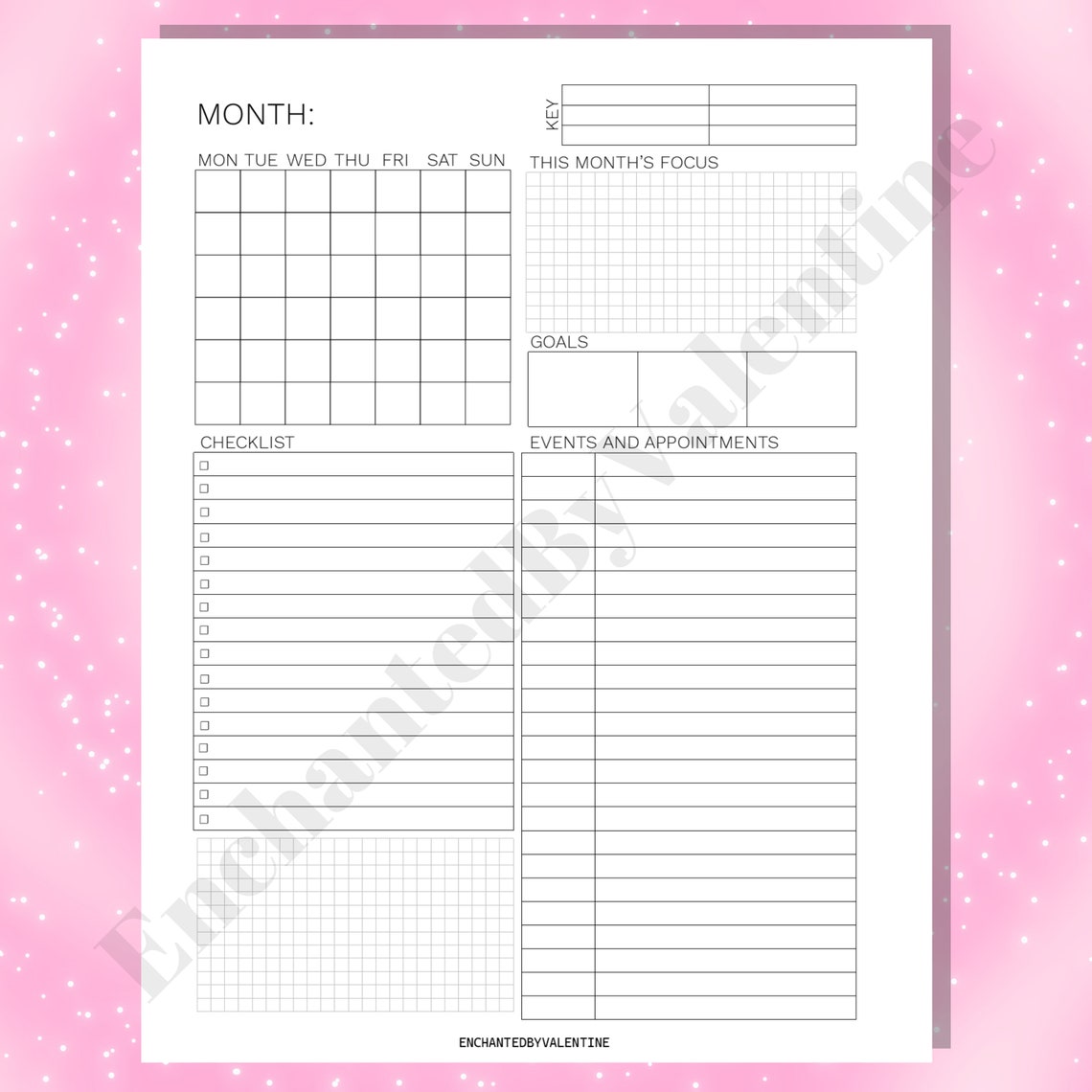 Month at a Glance Planner Printable, 2022-2023 Undated Monthly Calendar ...