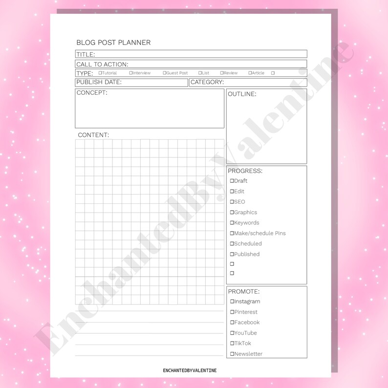 Printable Blog Planner Bundle, Blogger Kit, Content Strategy, Social ...