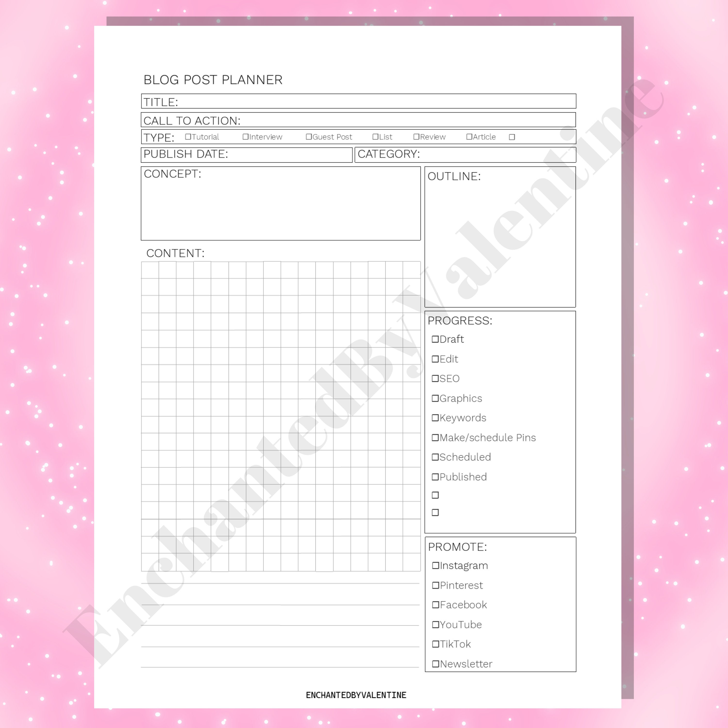 Printable Blog Planner Bundle, Blogger Kit, Content Strategy, Social ...
