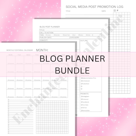 Printable Blog Planner Bundle Blogger Kit Content Strategy - Etsy