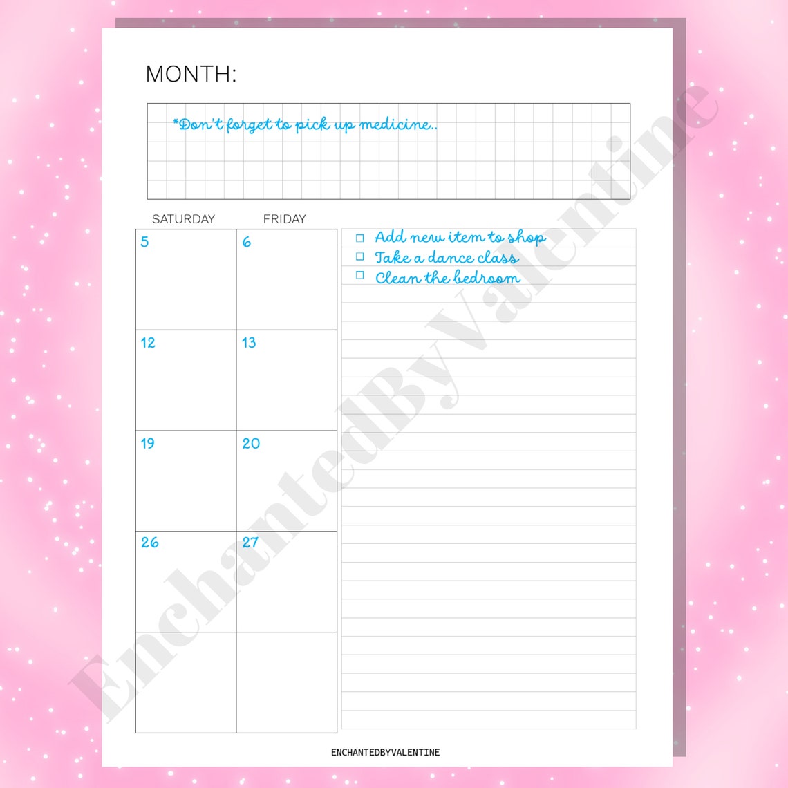 Monthly Calendar on 2 Pages Printable, Letter Size, Minimal, Monthly ...