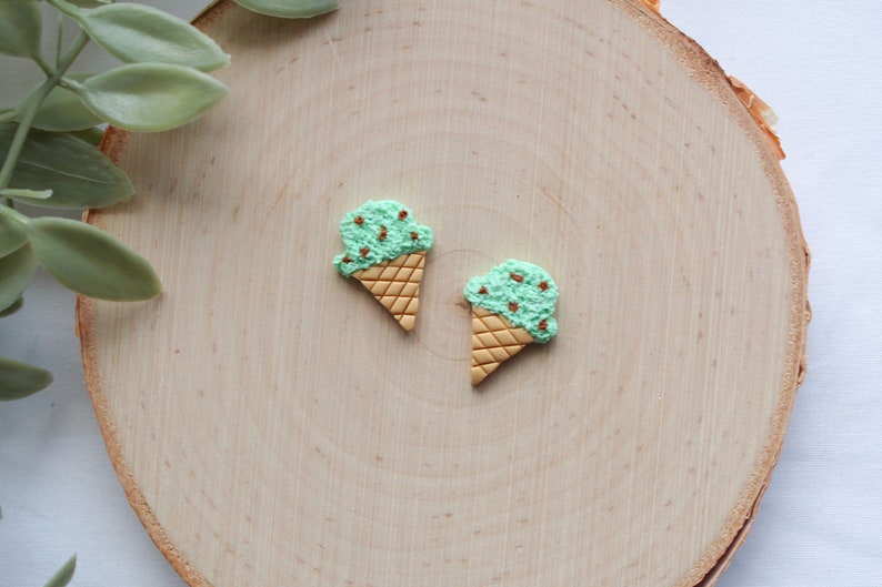 Ice Cream Stud Earrings | Colorful Handmade Studs | Polymer Clay | Cute ...