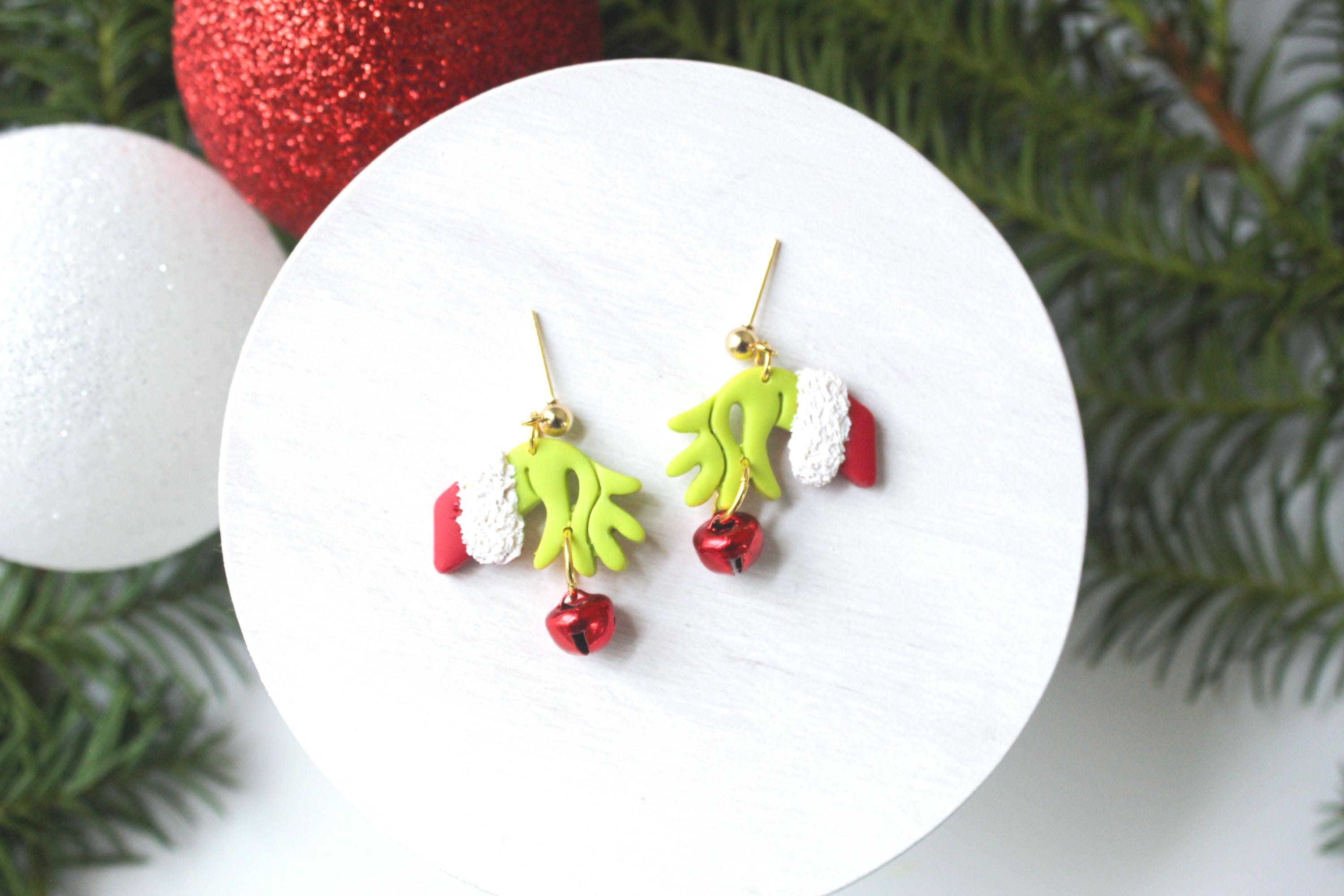 Grinch Hand Inspired Clay Earrings | Christmas Polymer Clay Earrings ...
