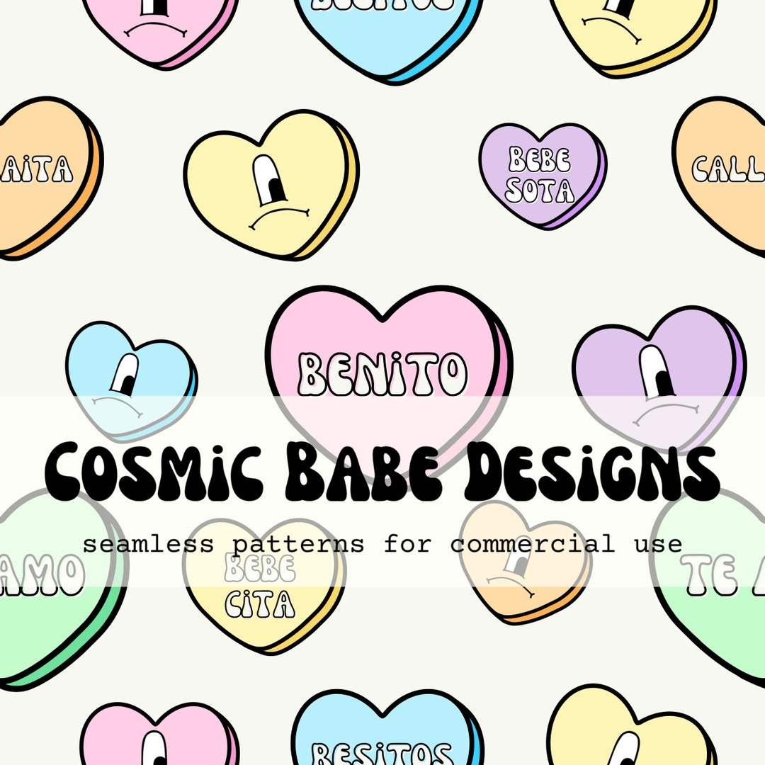 Bad Bunny UVST Conversation Heart Candy Valentine Seamless - Etsy