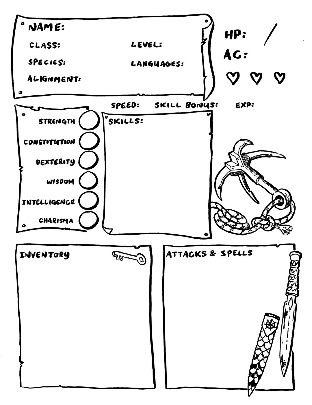 Thief Character Sheet - Etsy