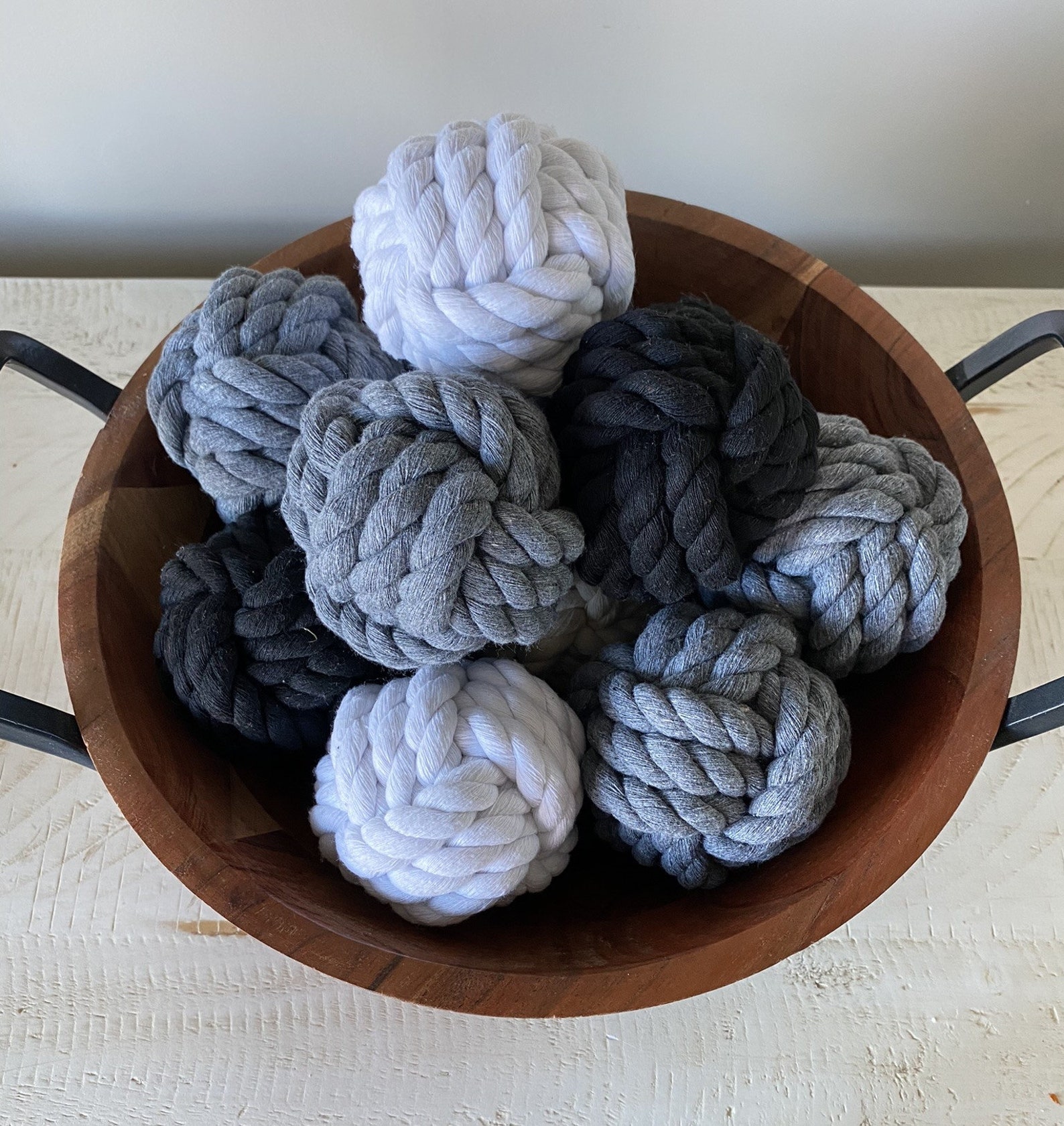 Monochromatic Pack 3 Monkey Fist Rope Décor, Nautical Beach Decor ...