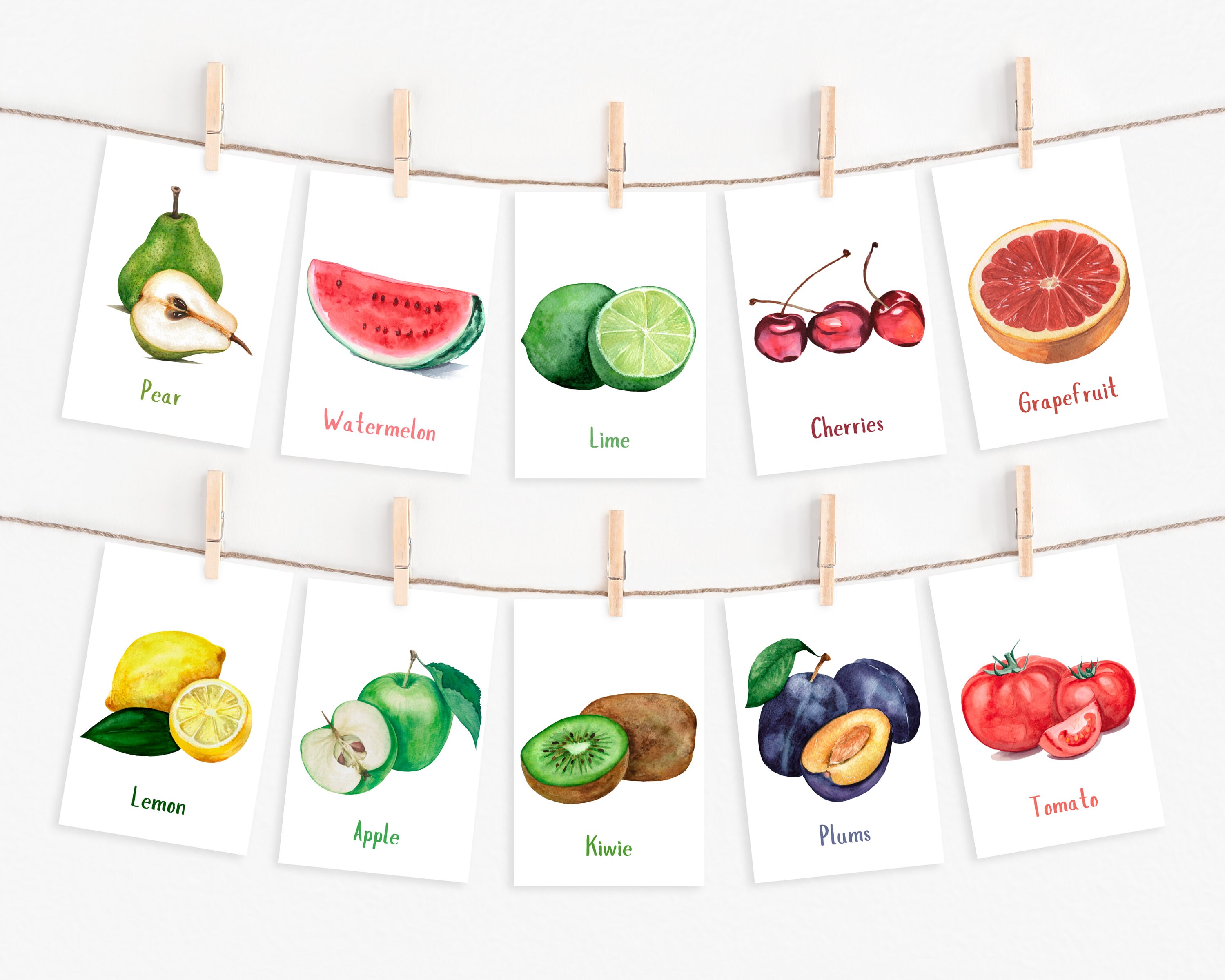 30 Fruit and Vegetable Flashcards Fruit Flashcards Vegetable Flashcards ...