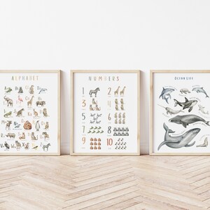 Set of 3 Educational Posters | ABC Poster | Alphabet Poster | Math ...