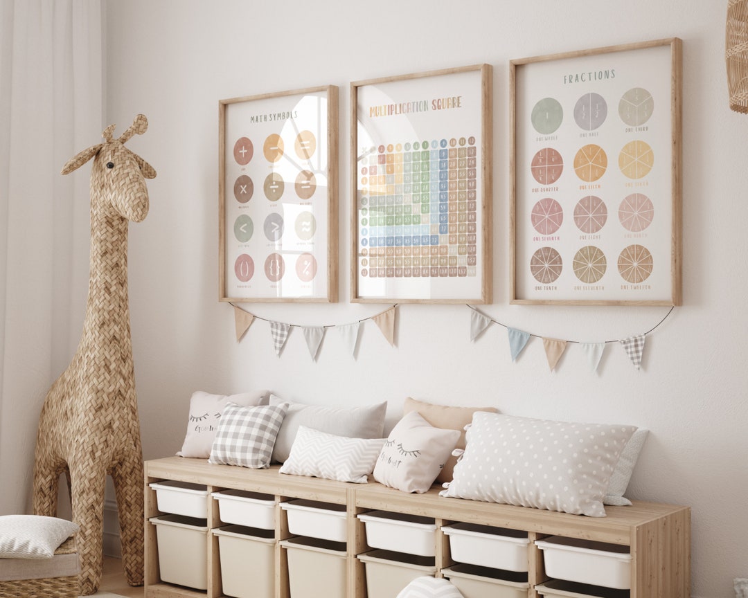 Set of 3 Educational Posters | Preschool Boho Math Posters | Math ...