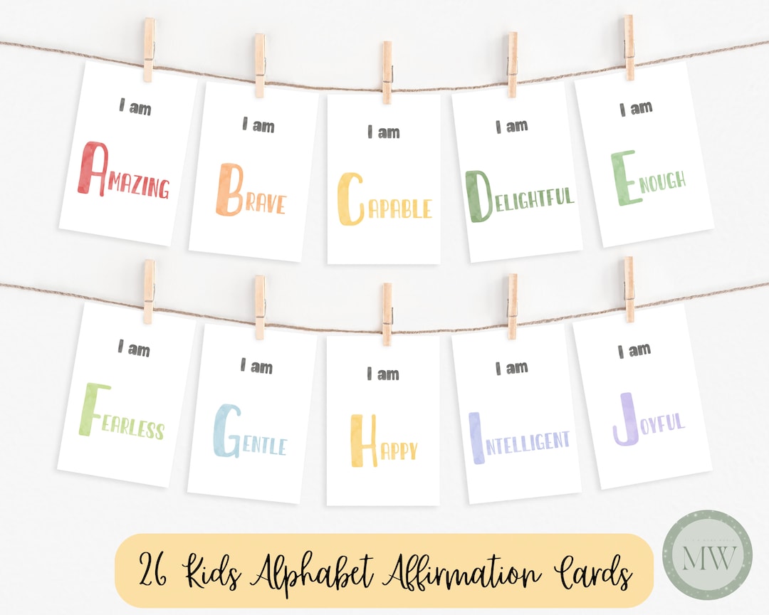26 Kids Alphabet Affirmation Cards | ABC Cards | Alphabet Cards ...