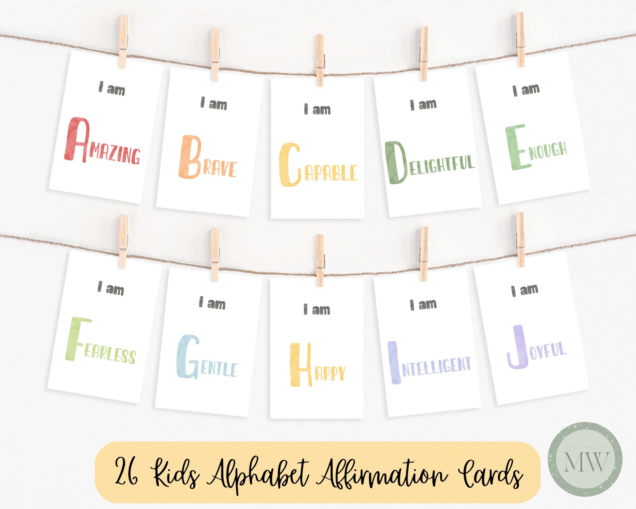 26 Kids Alphabet Affirmation Cards | ABC Cards | Alphabet Cards ...