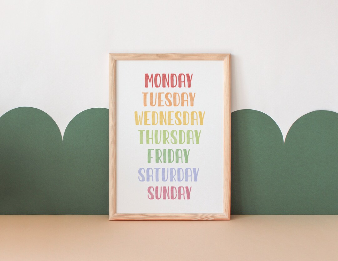 Days of the Week Poster | Educational Poster | Playroom Wall Art ...