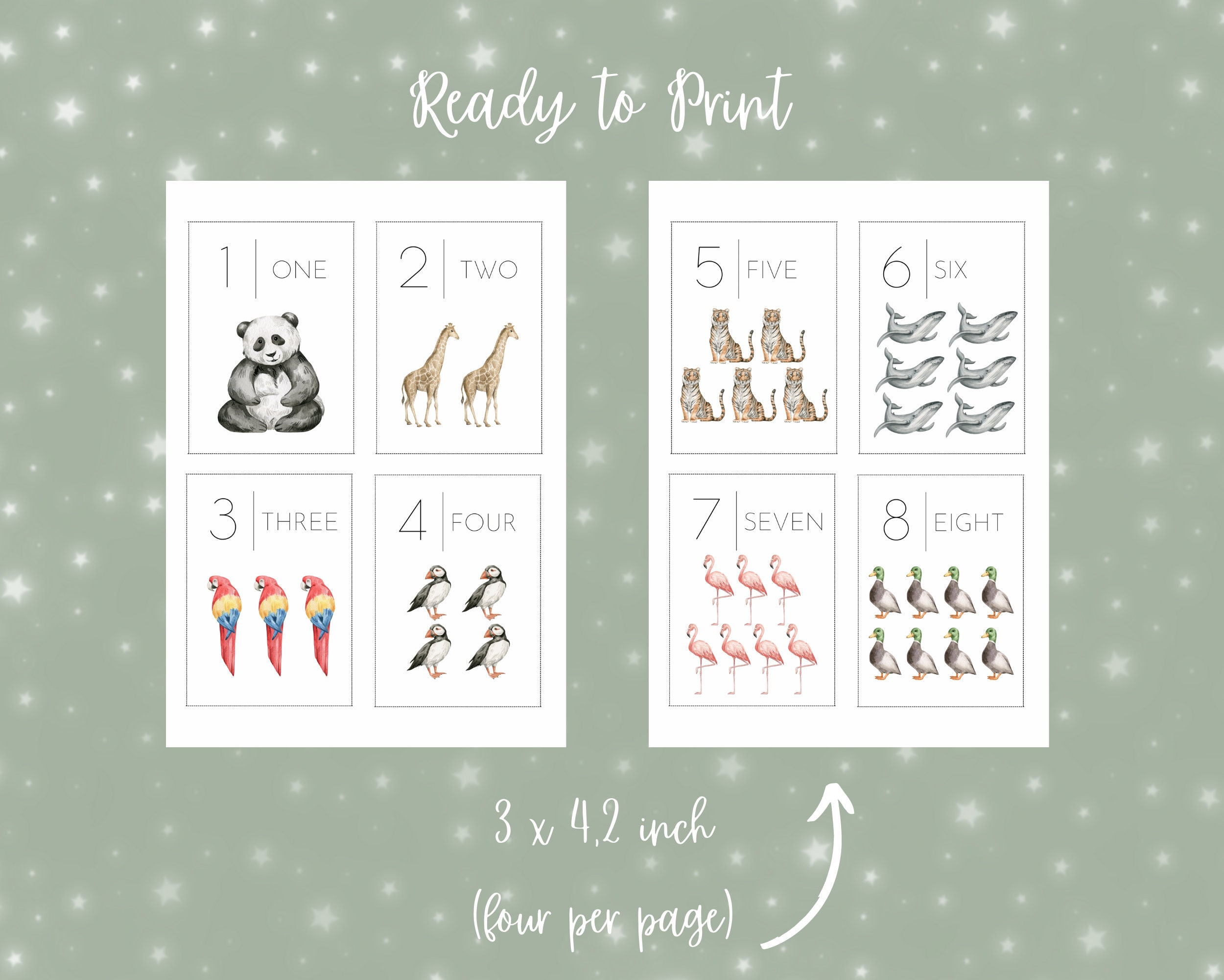 Printable Animal Flashcards Numbers Flashcards Animal Flashcards ...