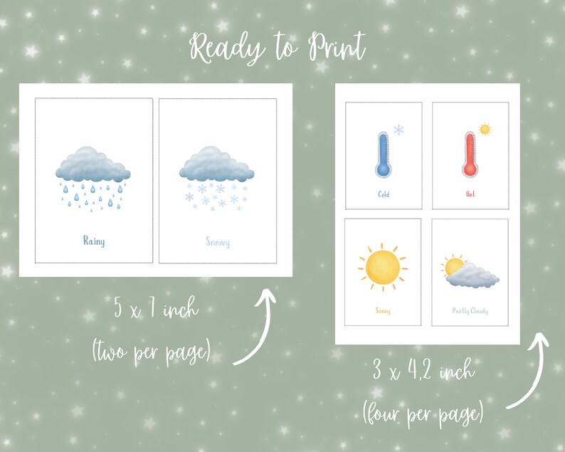 12 Weather Flashcards Toddler Flashcards Montessori - Etsy