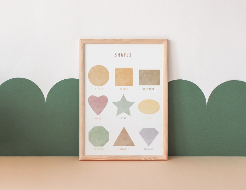 Shapes Poster Preschool Math Poster Boho Math Classroom - Etsy