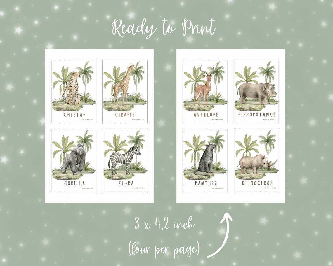 Printable Animal Flashcards Montessori Flashcards Kids - Etsy