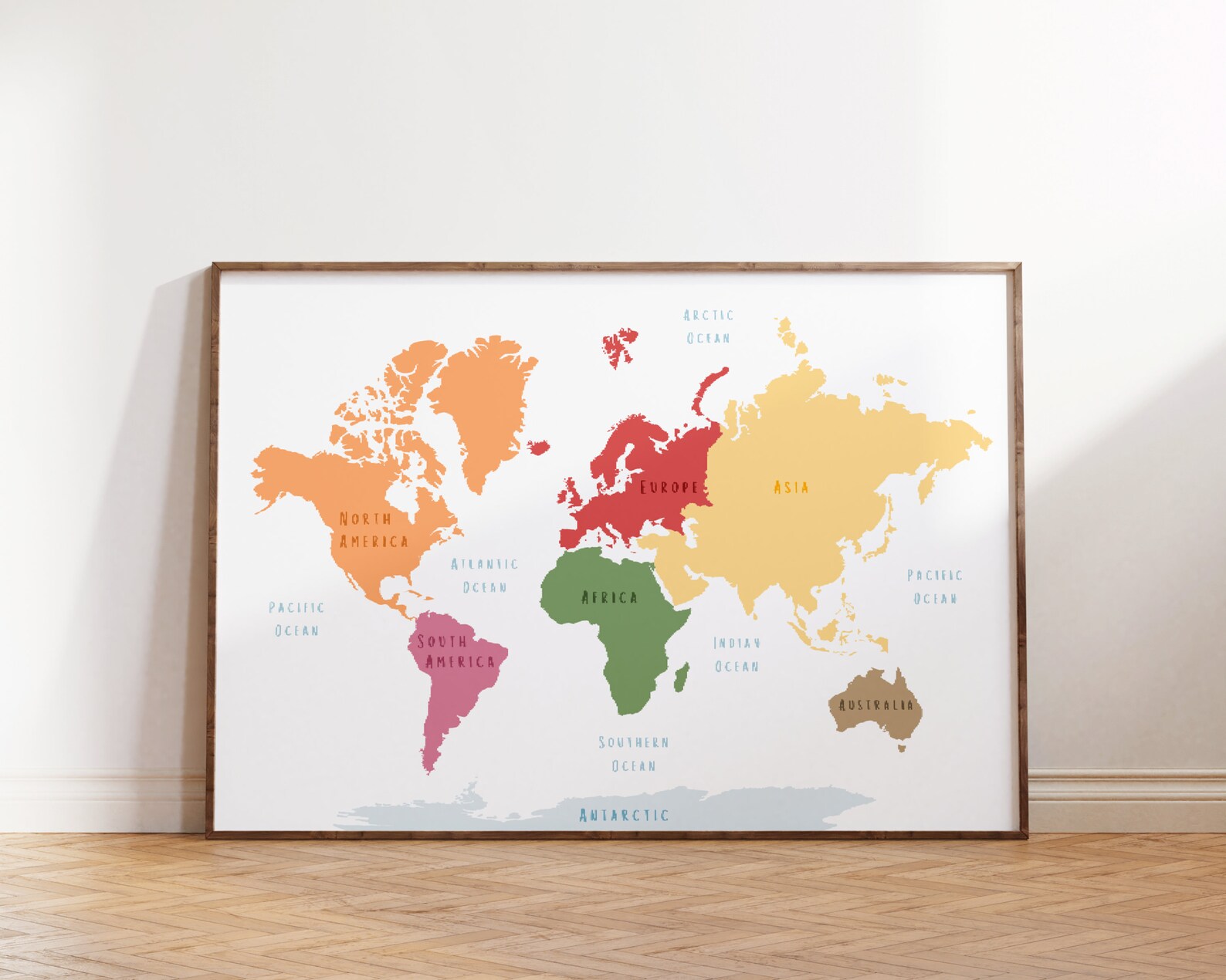 Kids World Map Montessori Poster Classroom Decor Educational Poster ...