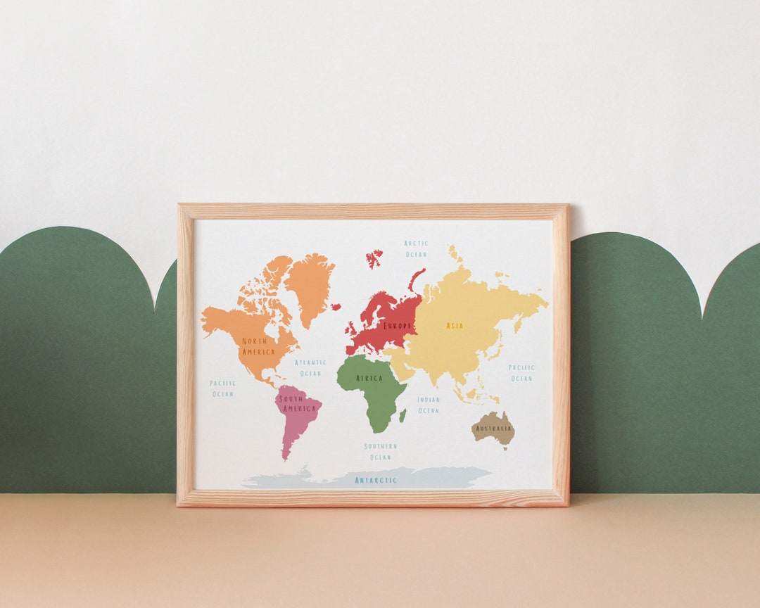 Kids World Map | Montessori Poster | Classroom Decor | Educational ...