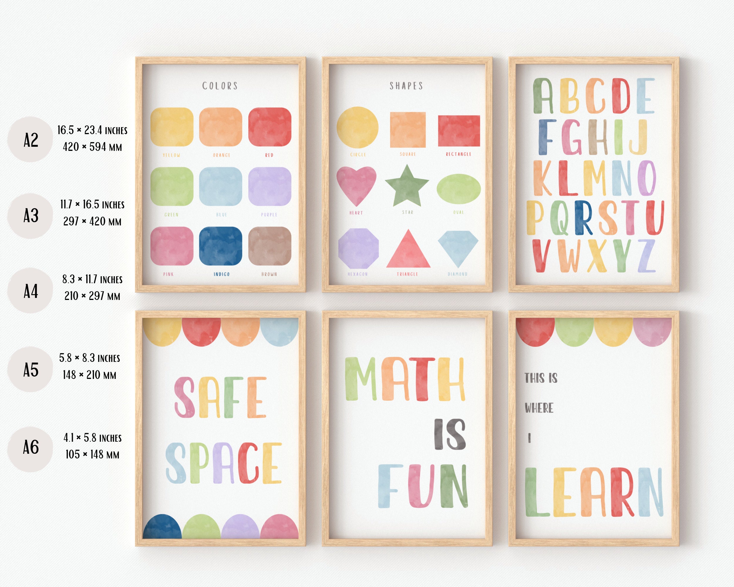 Set of 6 Educational Posters ABC Poster Alphabet Poster - Etsy