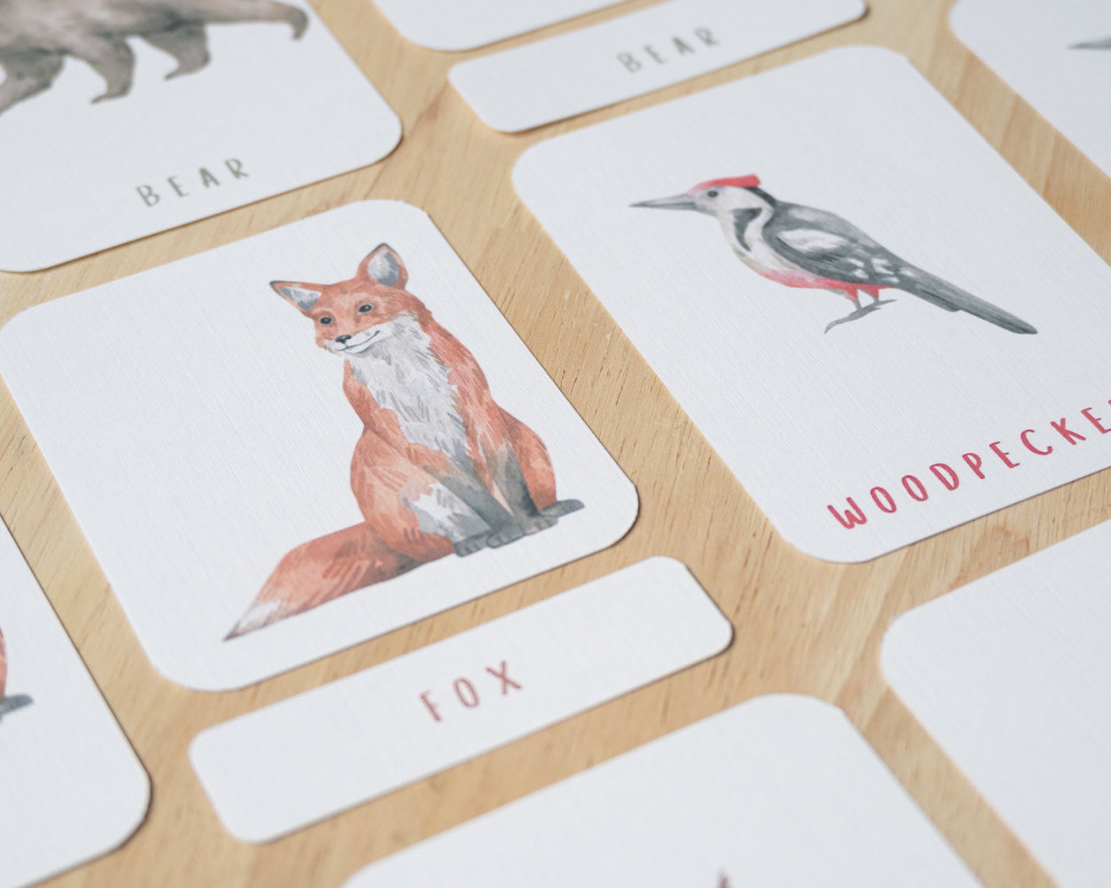 10 Woodland Animals Flashcards for Kids | Montessori Flashcards | Wild ...